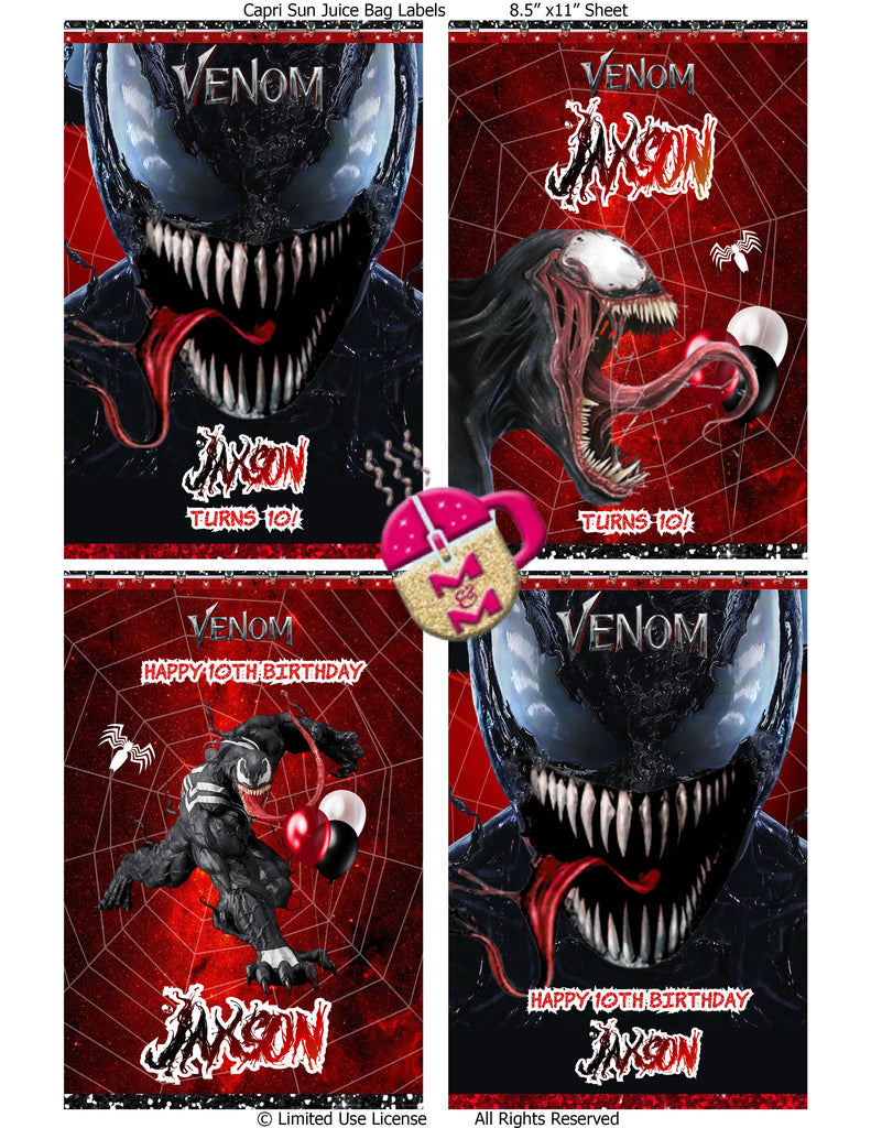 Editable Venom Chip Bag Set | Venom Party Favors | Venom Party Templat – Mug+Mouse Designs