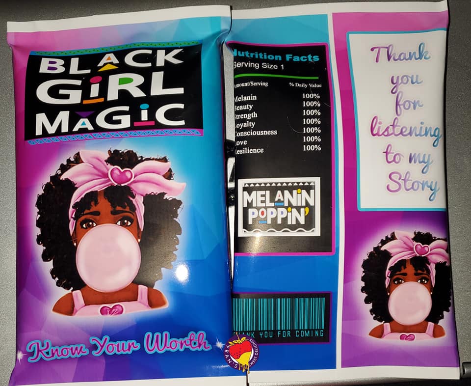Editable Black Girl Magic Chip Bag Set, Black Girl Party Decorations ...