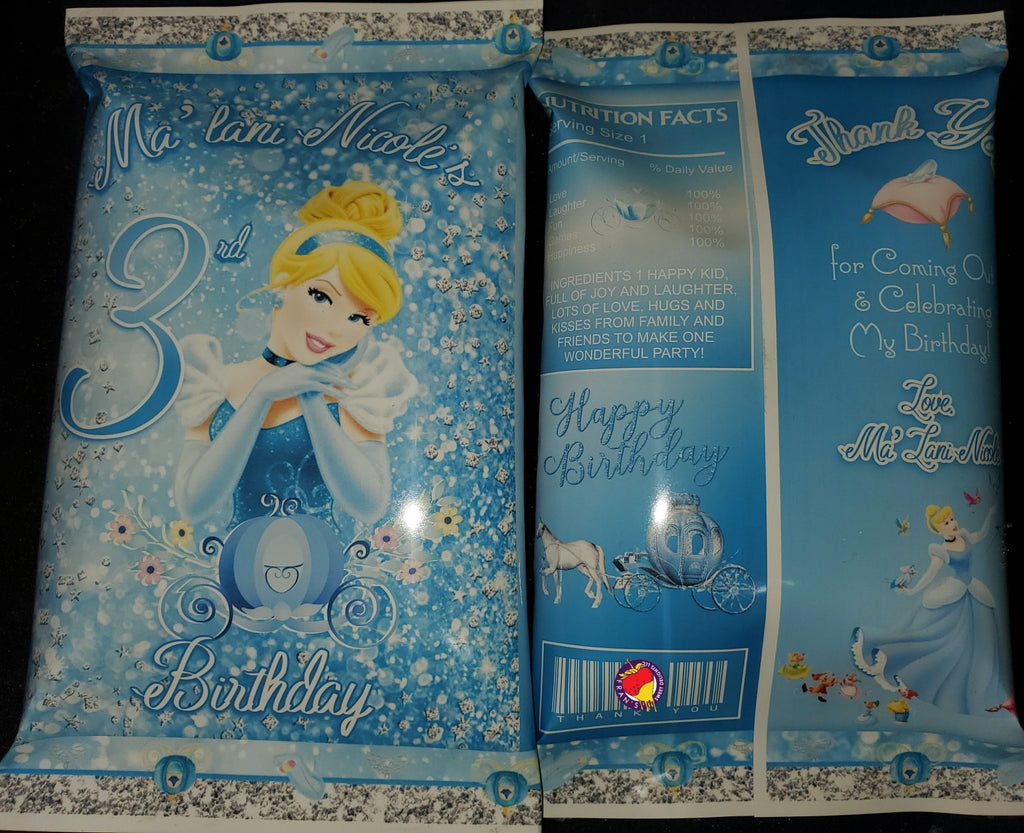 Editable Cinderella Chip Bag, Cinderella Treat Bag, DIY Princess Goodi ...