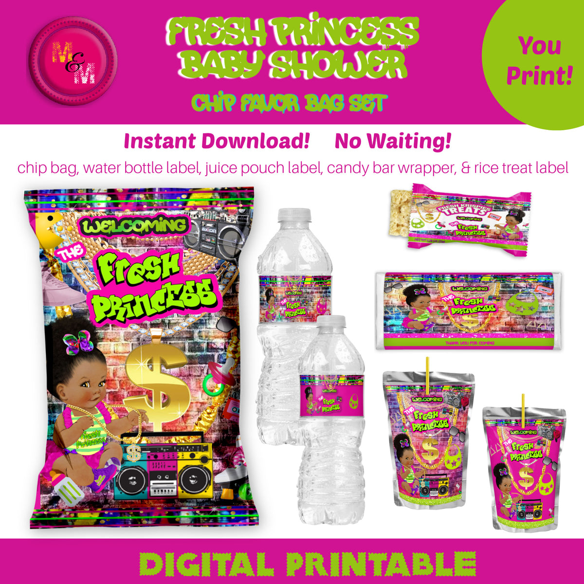 Instant Download Fresh Princess Baby Shower Favors, Fresh Princess Chi ...