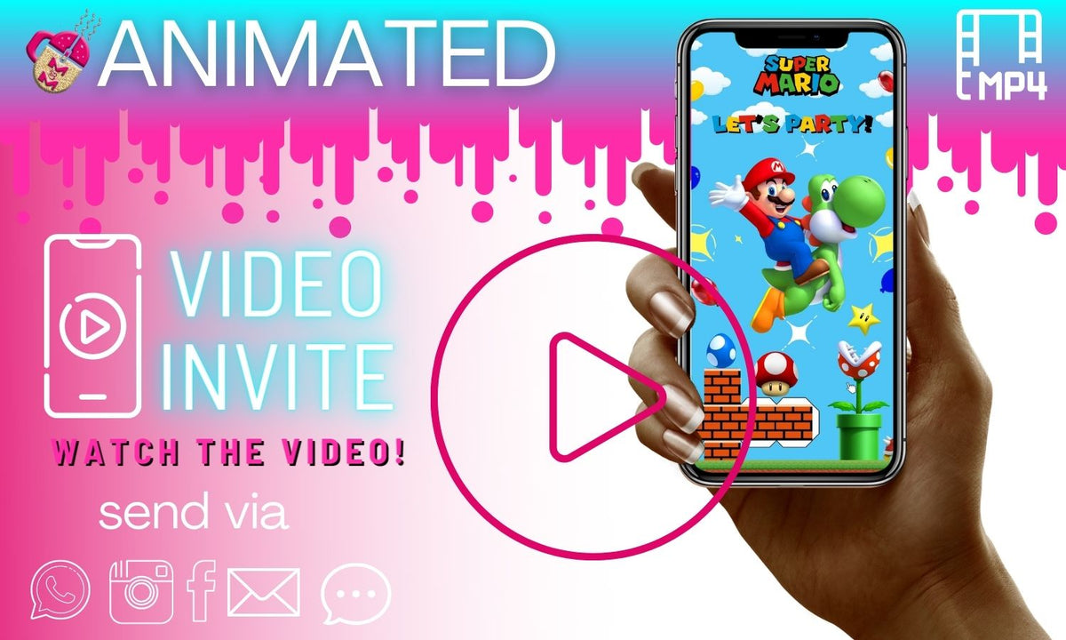 Plumber Video Game Video Invitation, Plumber Video Game Animated Invit ...