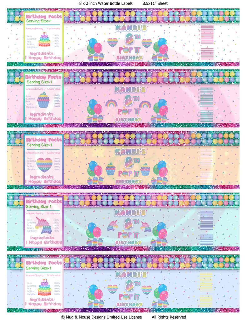 Editable Pop Toy Chip Bag Set, Pop It Party Templates, Pop It Party Fa ...