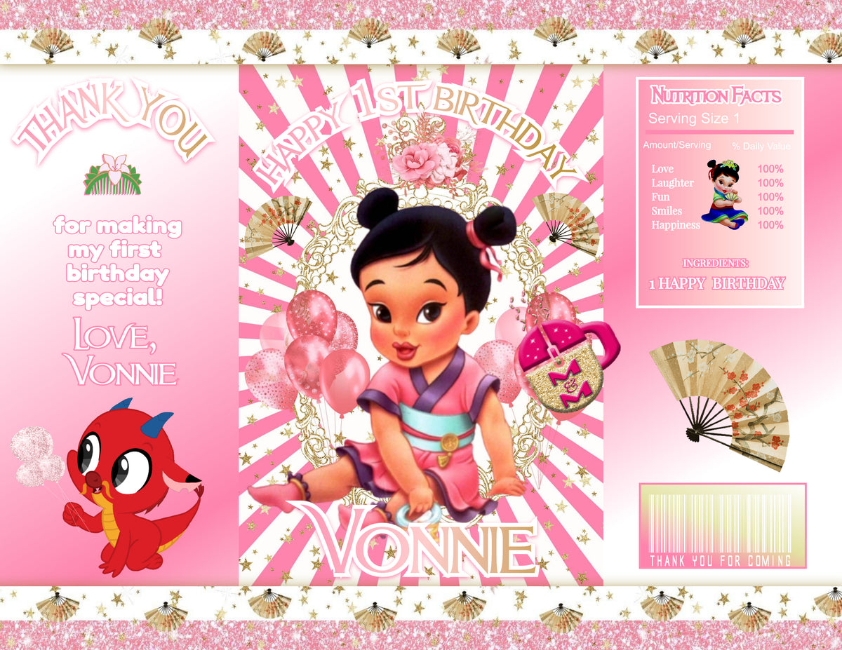 Editable Baby Warrior Princess Chip Bag Set, Baby Warrior Princess Par ...