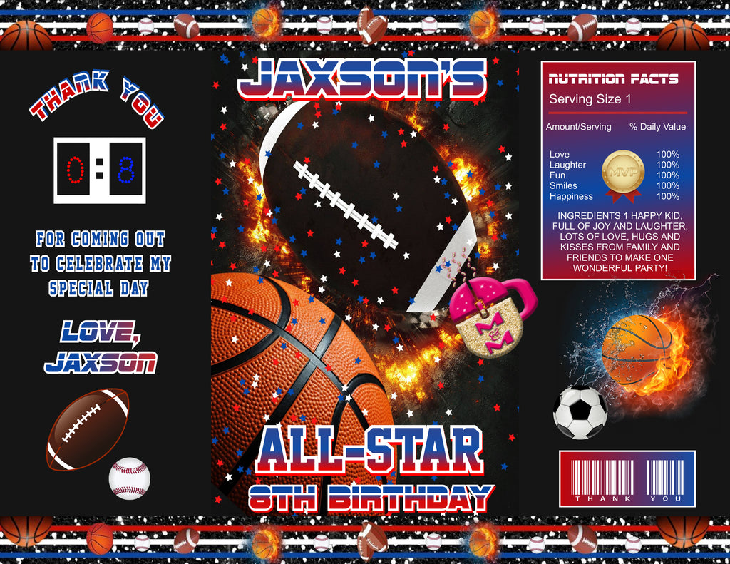 Editable Sports Chip Bag, Basketball & Football Chip Bag Template, Spo ...