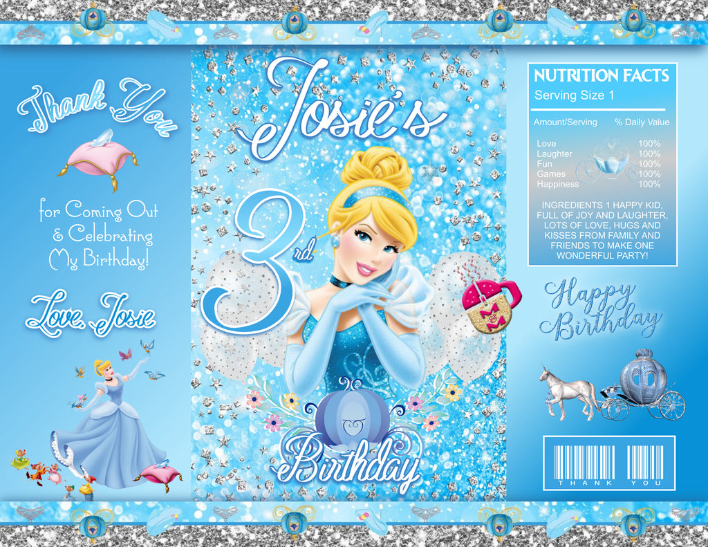 Editable Cinderella Chip Bag, Cinderella Treat Bag, DIY Princess Goodi ...