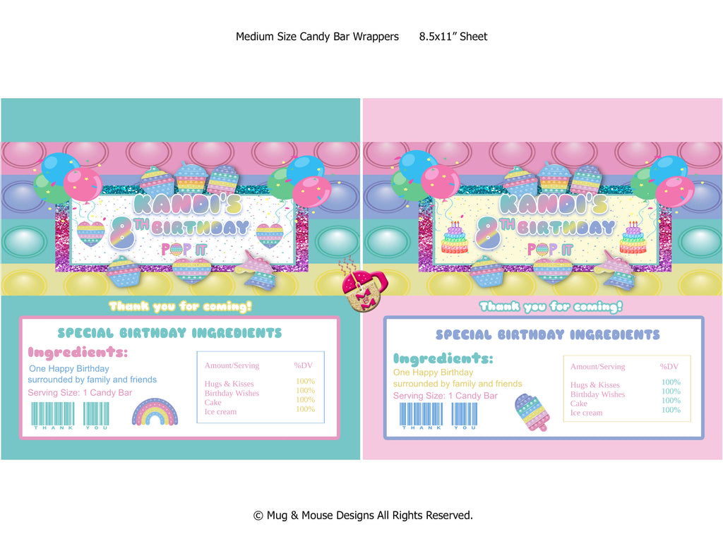 Editable Pop Toy Chip Bag Set, Pop It Party Templates, Pop It Party Fa ...