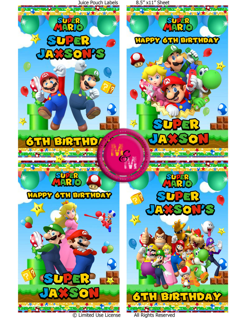 Editable Plumber Video Game Printables Mini Bundle, Plumber Video Game ...