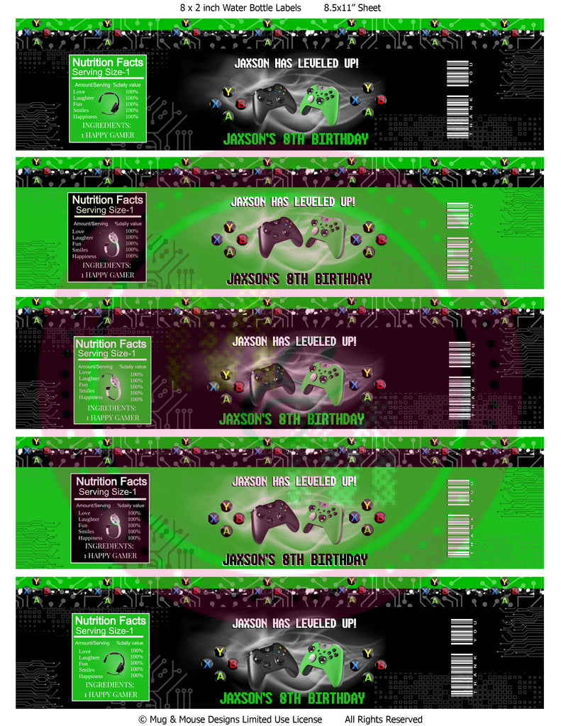 Editable Gamer Party Mini Bundle Set, Video Game Chip Bag, Video Game ...