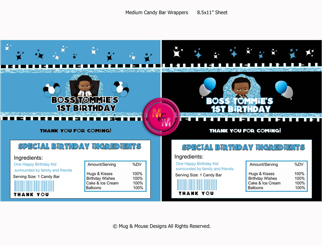 Editable Blue Boss Party Bundle, Brown Boss Party Capri Sun Labels, Bo ...