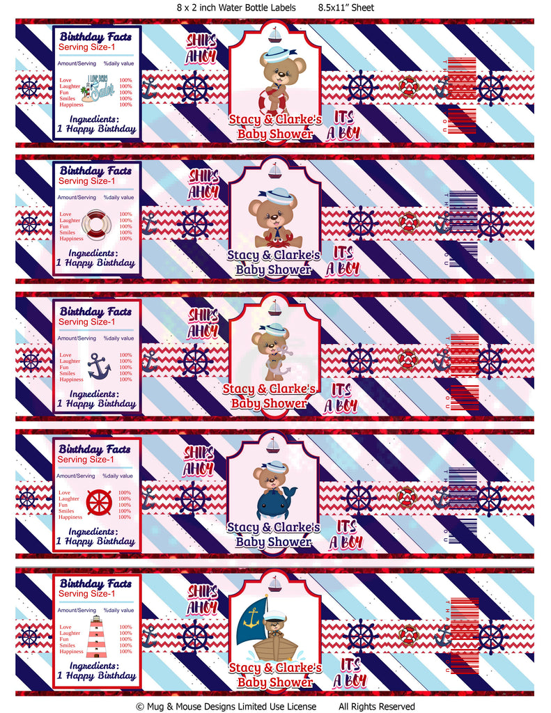 Editable Nautical Ships Ahoy Baby Shower Party Favors, Ships Ahoy Chip ...