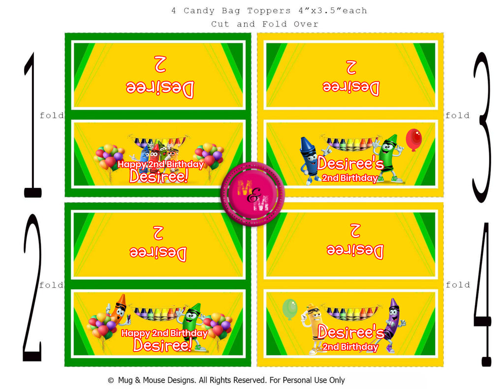 Editable Crayon Chip Bag Set Mini Bundle, Crayon Party Favors, Crayon ...
