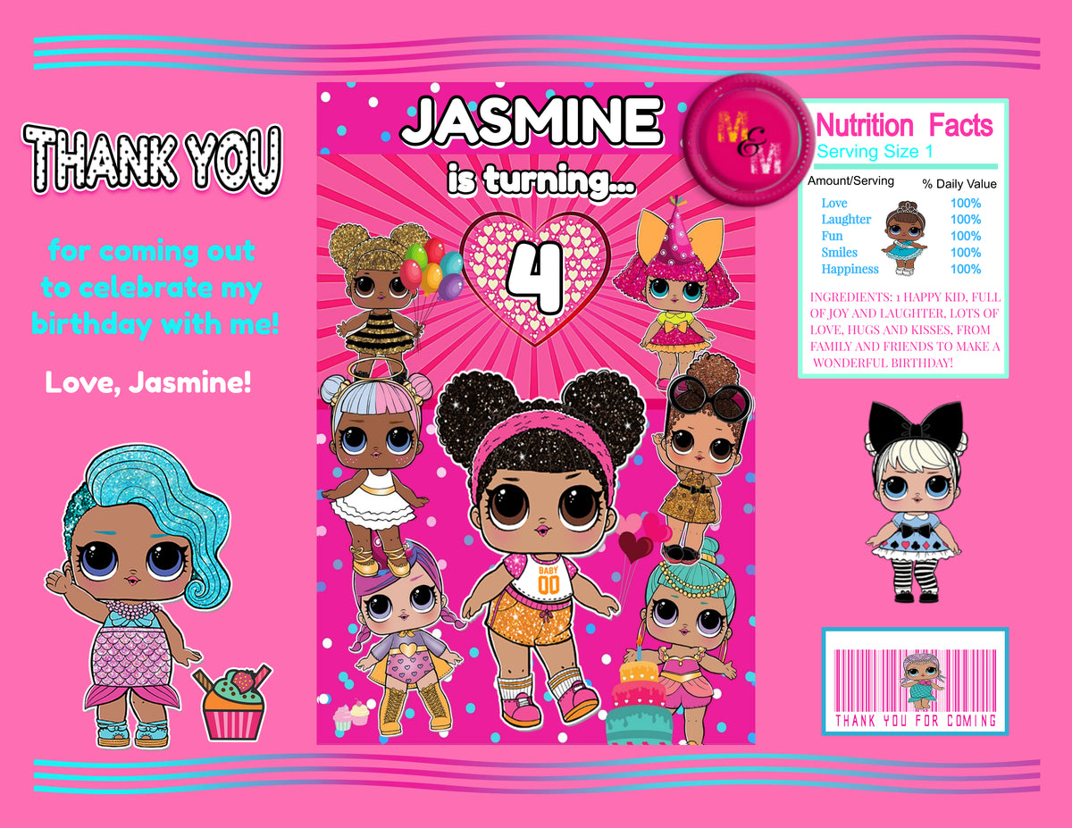 Editable Dolls Theme Birthday Party Kit, Dolls Party Bundle, Dolls The ...