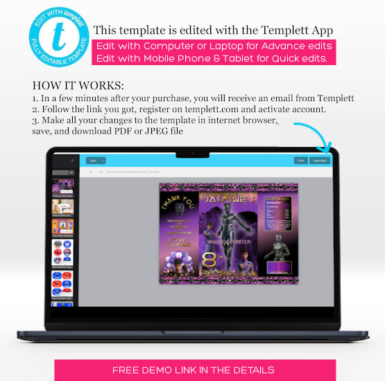 Editable Black Doll Birthday Invitation, Black Doll Party Invite, DIY ...