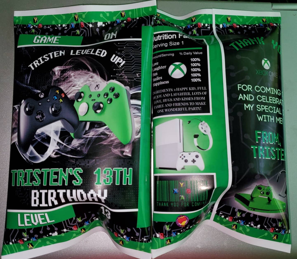 Editable Gamer Party Mini Bundle Set, Video Game Chip Bag, Video Game ...