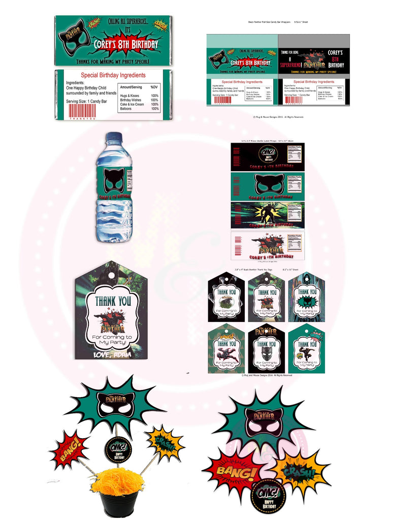 Editable Black Panther Party Supplies Printable Party Kit – Mug+Mouse ...