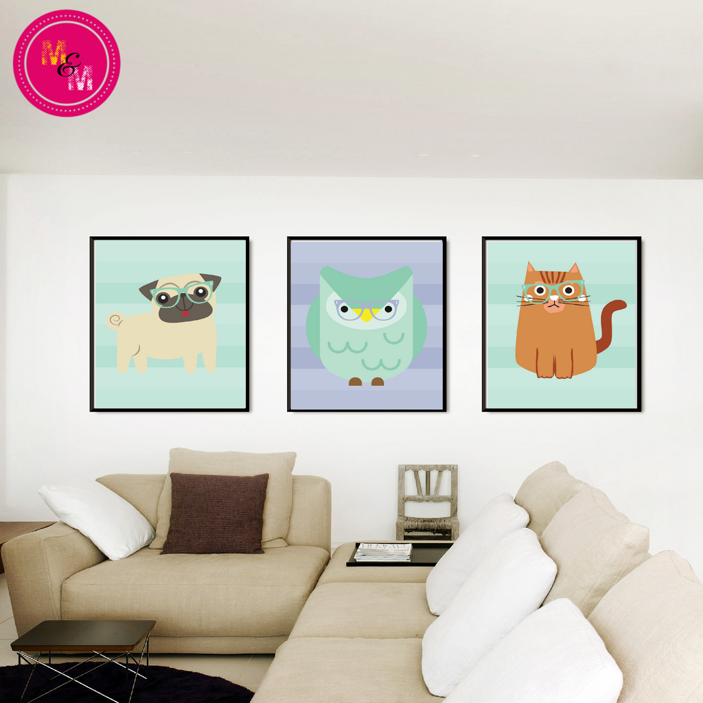 Instant Download-Hipster Pug Wall Printable, Dog Printable Art Print ...