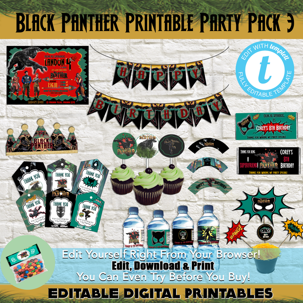 Black Panther Party Supplies Printables Kit 3 – Mug+Mouse Designs